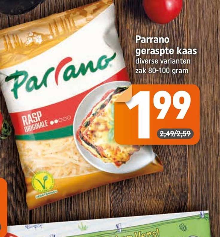 Parrano Geraspte Kaas Aanbieding bij Dagwinkel - 1Folders.nl