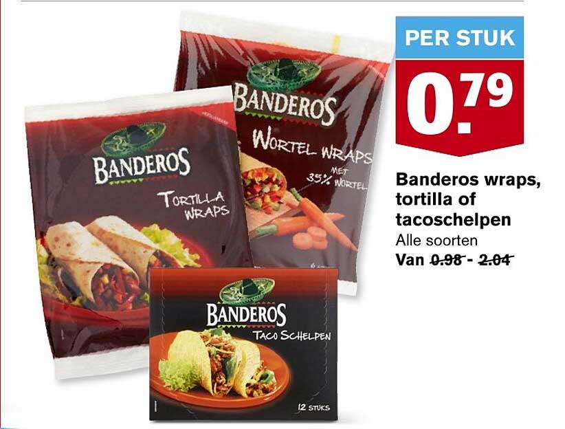 Banderos Wraps, Tortilla Of Tacoschelpen Aanbieding bij Hoogvliet ...