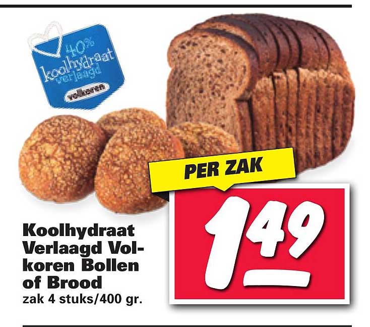 Koolhydraat Verlaagd Vol- Koren Bollen Of Brood Aanbieding bij ...