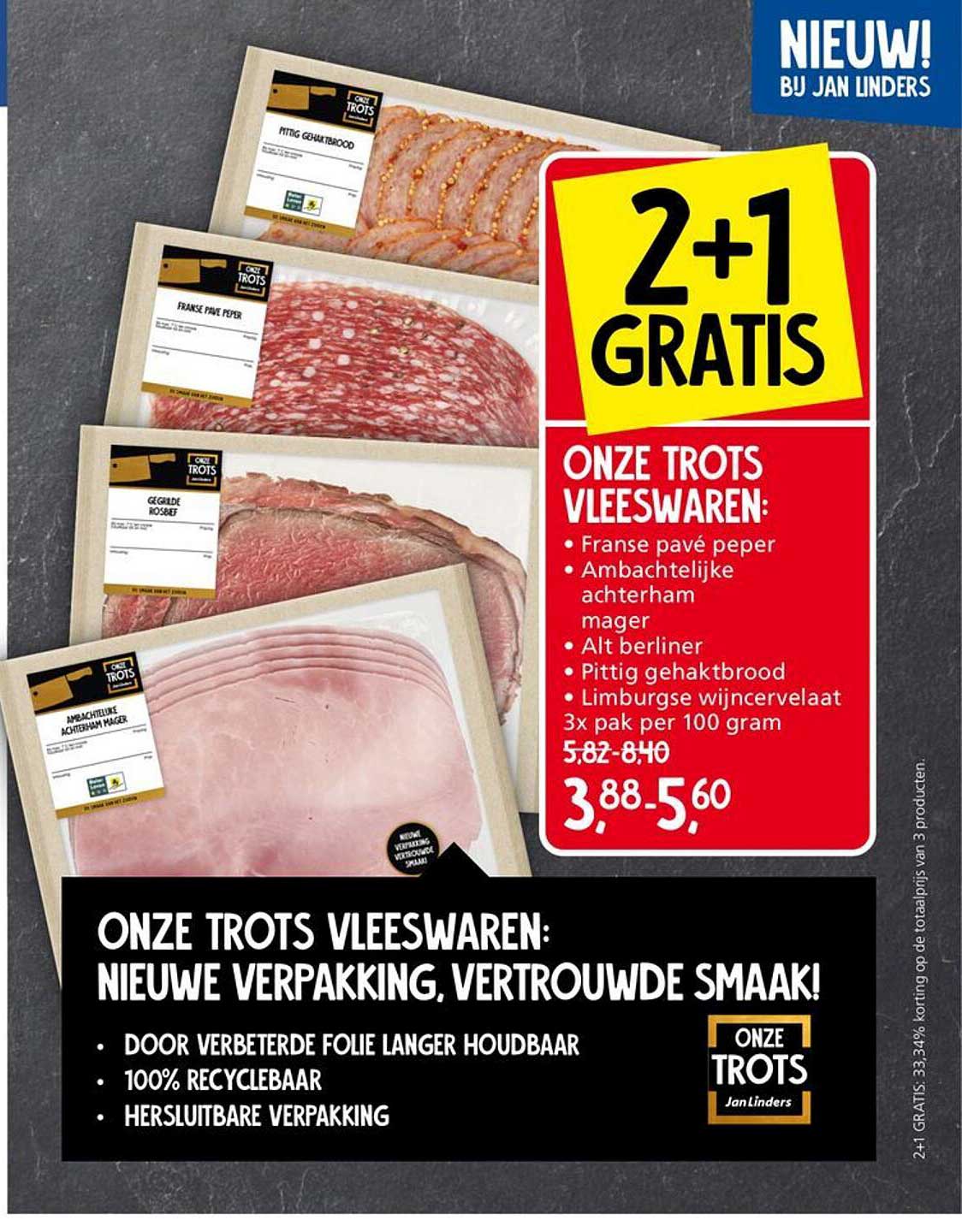 Onze Trots Vleeswaren: Aanbieding bij Jan Linders - 1Folders.nl
