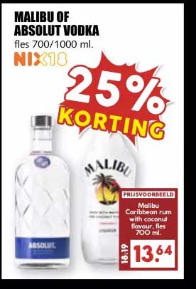Malibu Of Absolut Vodka Aanbieding bij MCD Supermarkt - 1Folders.nl