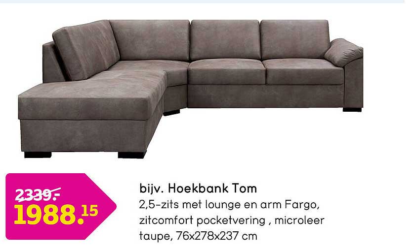 Hoekbank Tom Aanbieding bij Leen Bakker - 1Folders.nl