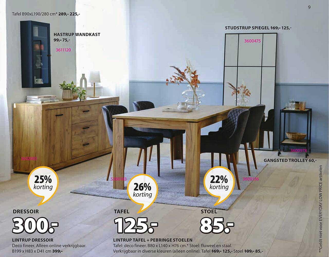 Lintrup Dressoir, Lintrup Tafel + Pebringe Stoelen, Gangsted Trolley ...