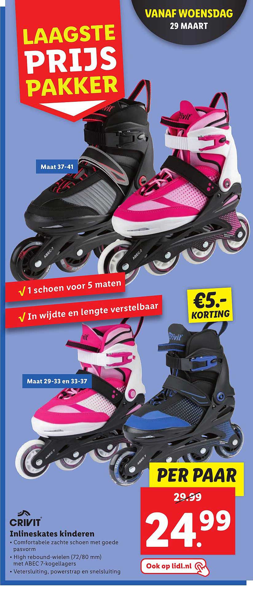 Crivit Inlineskates Kinderen Aanbieding bij Lidl - 1Folders.nl