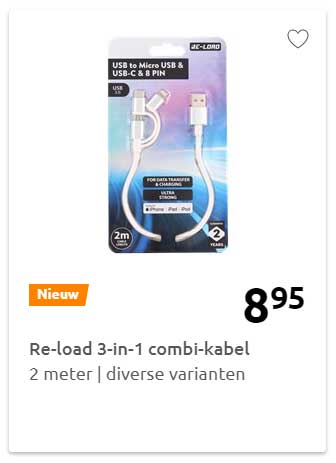 Re Load 3 In 1 Combi Kabel Aanbieding bij Action - 1Folders.nl