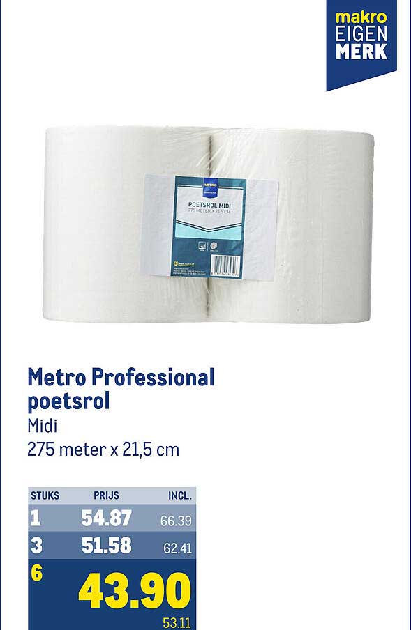 Metro Professional Poetsrol Aanbieding bij Makro - 1Folders.nl