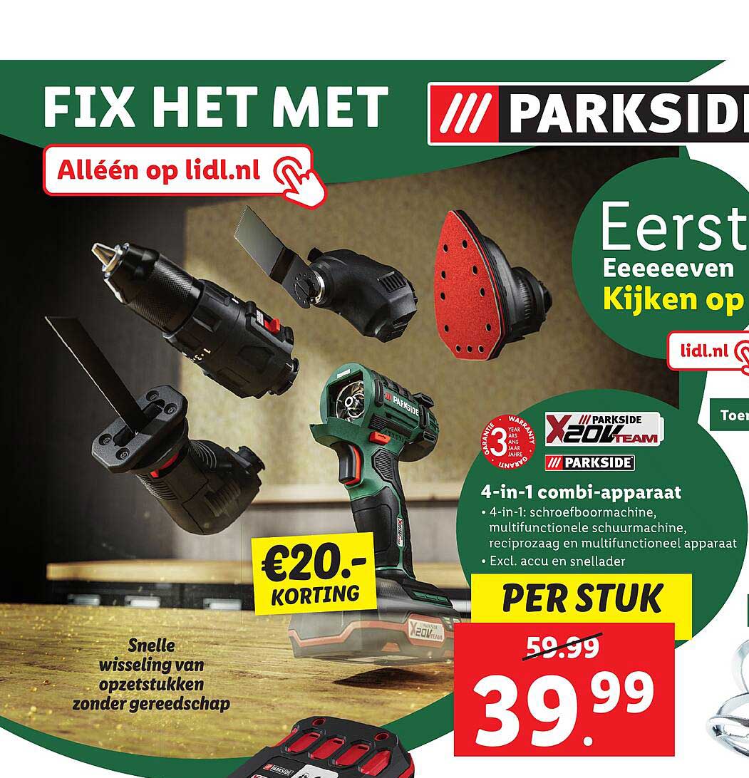 Parkside 4-In-1 Combi-Apparaat €20.- Korting Aanbieding bij Lidl ...