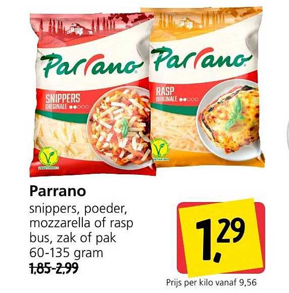 Parrano Snippers, Poeder, Mozzarella Of Rasp Aanbieding bij Jan Linders ...