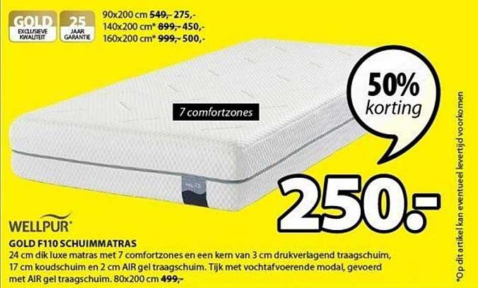 Wellpur Gold F110 Schuimmatras 50% Korting Aanbieding bij Jysk ...