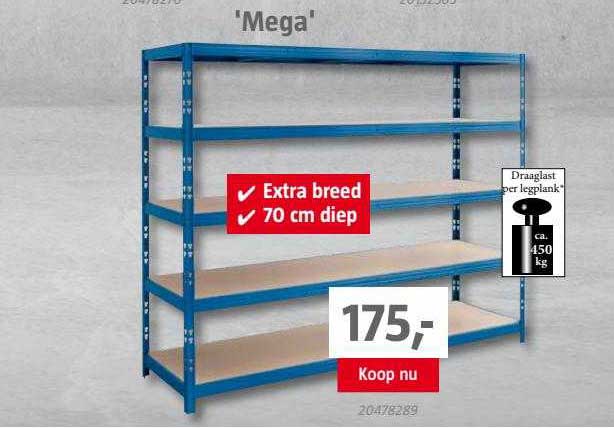 Magazijnstelling Verzinkt, Blauw 'Mega' Aanbieding bij BAUHAUS ...