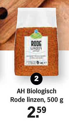 AH Biologisch Rode Linzen 500 G Aanbieding bij Albert Heijn - 1Folders.nl