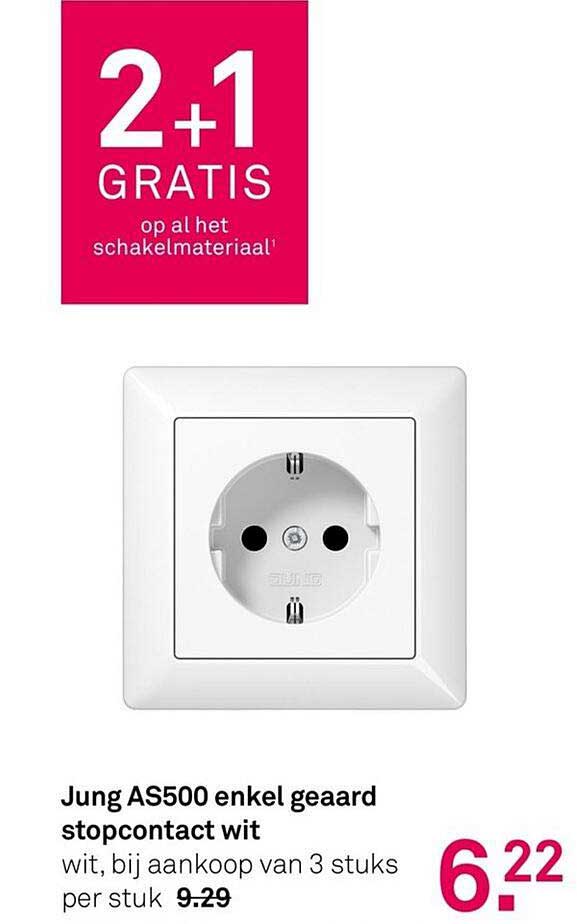Jung AS500 Enkel Geaard Stopcontact Wit Aanbieding bij Karwei - 1Folders.nl