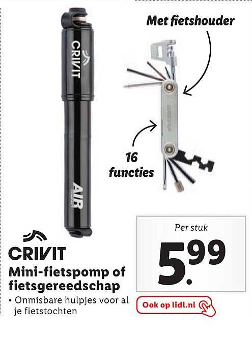 Crivit Mini-Fietspomp Of Fietsgereedschap Aanbieding bij Lidl - 1Folders.nl
