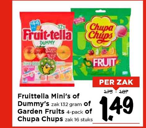 Fruittella Mini's Of Dummy's Of Garden Fruits Of Chupa Chups Aanbieding ...