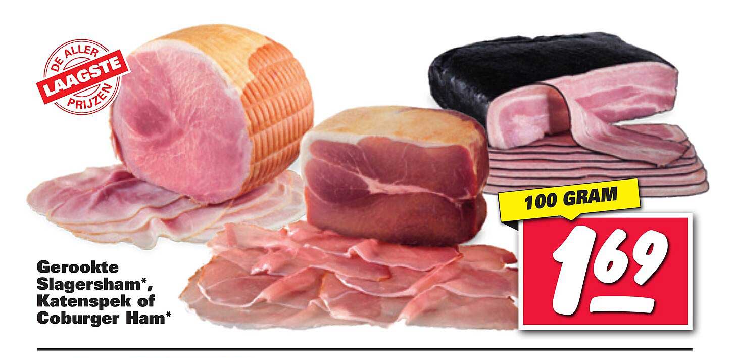 Gerookte Slagersham, Katenspek Of Coburger Ham Aanbieding bij Nettorama ...
