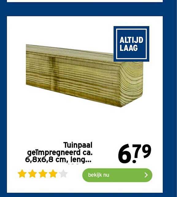 Tuinpaal Geïmpregneerd Ca. 6,8x6,8 Cm, Leng... Aanbieding bij GAMMA ...