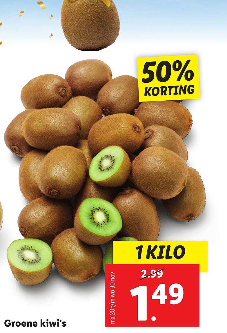 Groene Kiwi's 50% Korting Aanbieding bij Lidl - 1Folders.nl