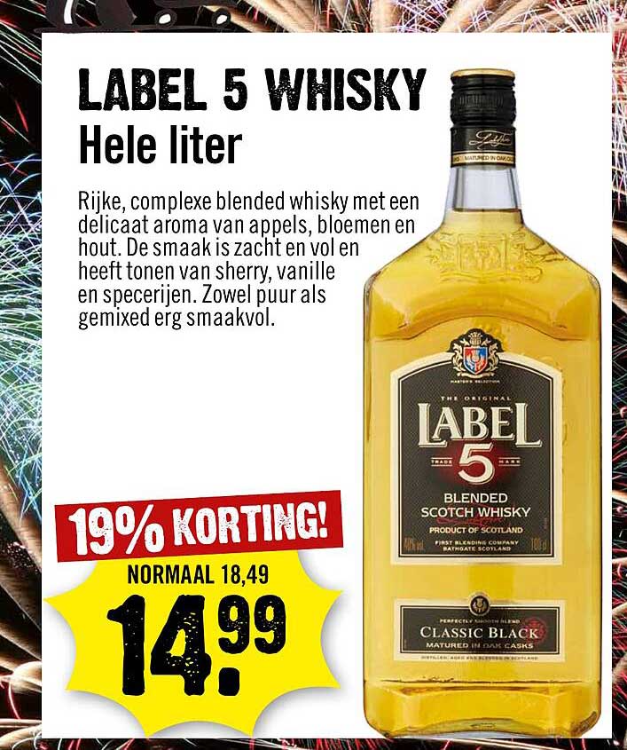 Label 5 Whisky Hele Liter Aanbieding bij Dirck III - 1Folders.nl