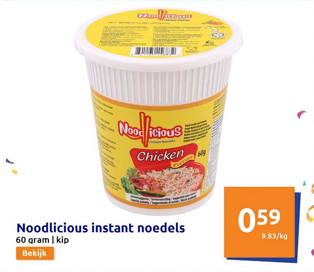Noodlicious Instant Noedels Aanbieding bij Action - 1Folders.nl