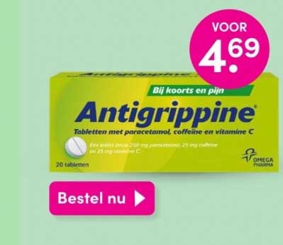 Antigrippine Tabletten Met Paracetamol, Coffeïne En Vitamine C ...