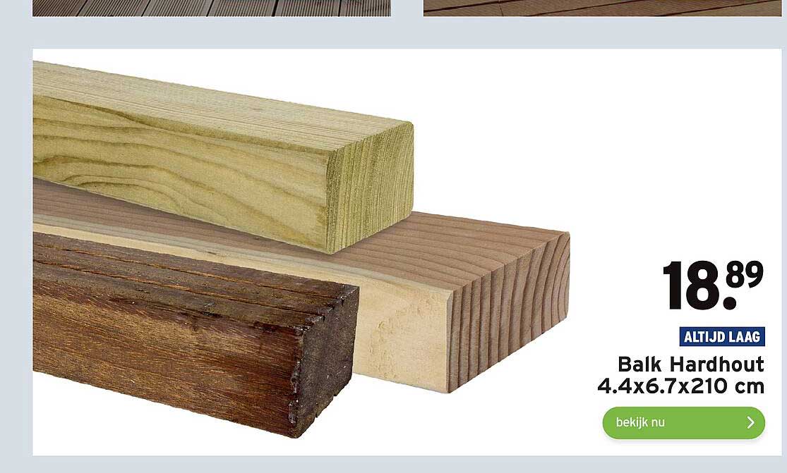 Balk Hardhout 4.4x6.7x210 Cm Aanbieding bij GAMMA - 1Folders.nl