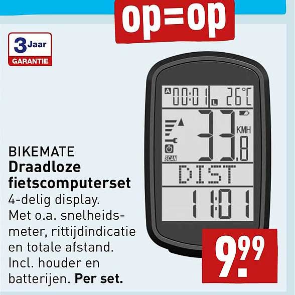 Bikemate Draadloze Fietscomputerset Aanbieding bij ALDI - 1Folders.nl