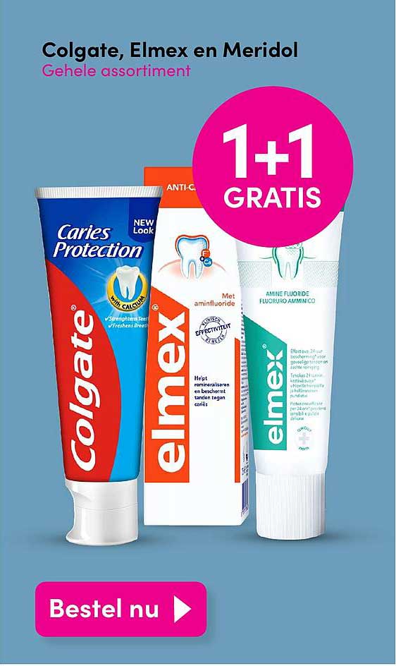 Colgate, Elmex En Meridol 1+1 Gratis Aanbieding bij DA - 1Folders.nl