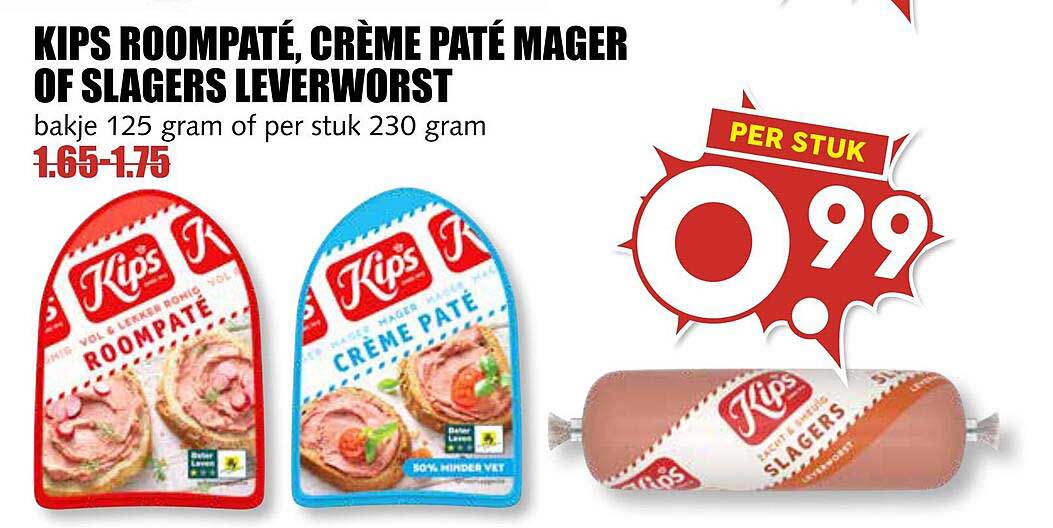 Kips Roompaté, Crème Paté Mager Of Slagers Leverworst Aanbieding bij ...