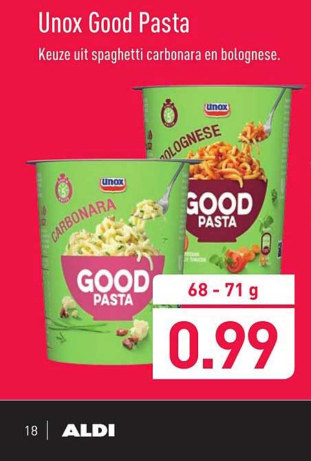 Unox Good Pasta Aanbieding bij ALDI - 1Folders.nl
