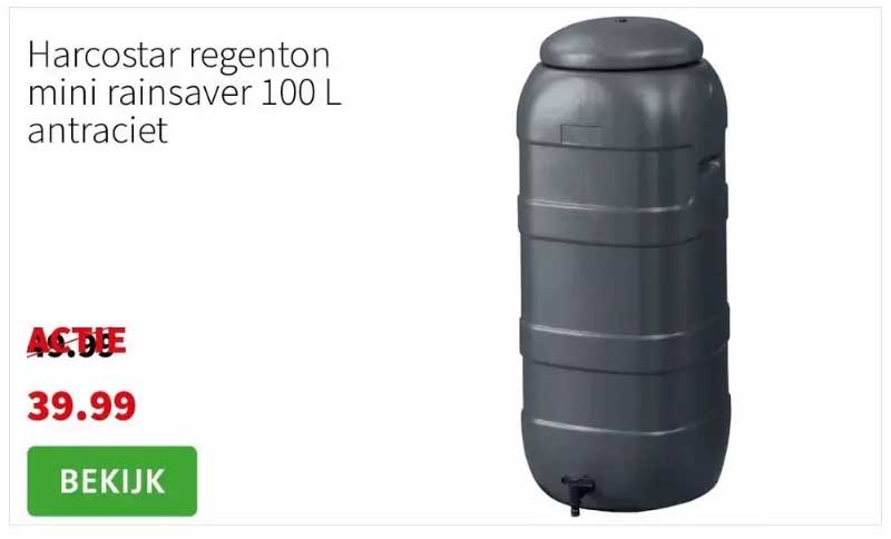 Harcostar Regenton Mini Rainsaver 100 L Antraciet Aanbieding bij ...