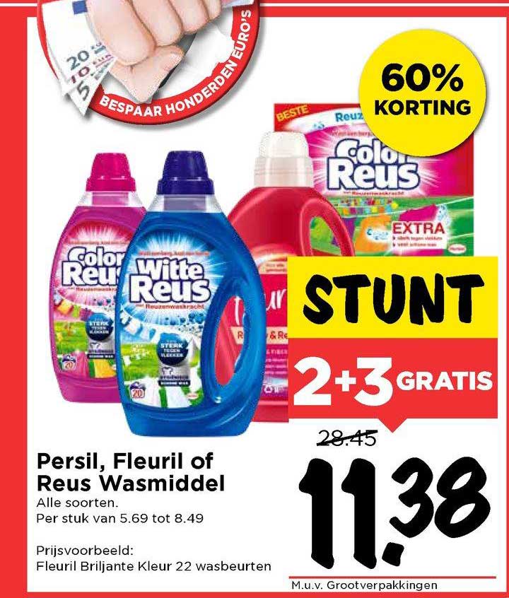 Persil, Fleuril Of Reus Wasmiddel 2+3 Gratis Aanbieding bij Vomar ...