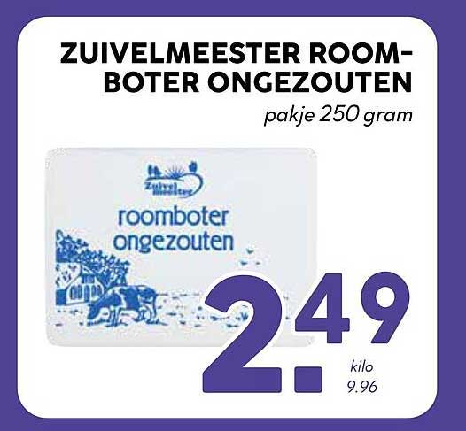 Zuivelmeester Roomboter Ongezouten Aanbieding bij Boon's Markt ...