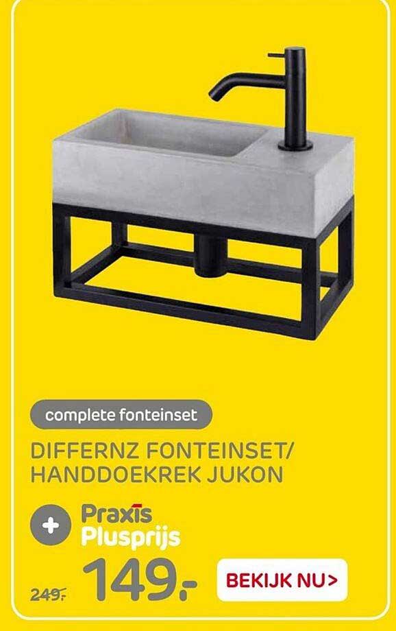 Differnz Fonteinset-Handdoekrek Jukon Aanbieding bij Praxis - 1Folders.nl