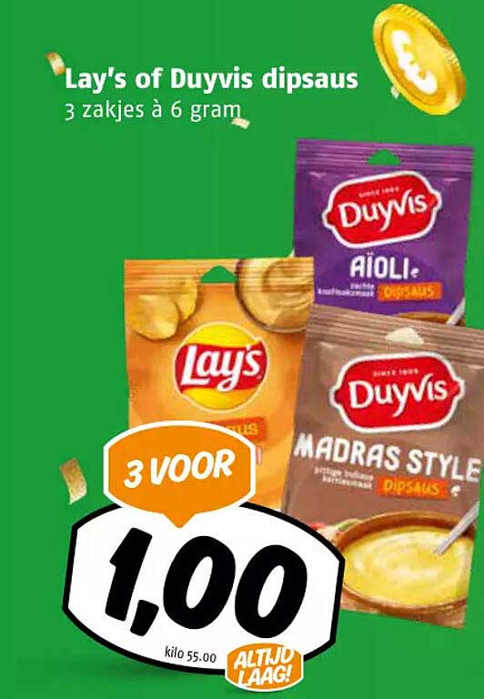 Lay's Of Duyvis Dipsaus Aanbieding bij Poiesz - 1Folders.nl