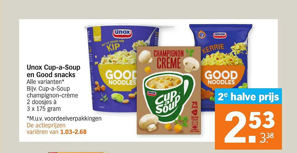 Unox Cup-A-Soup En Good Snacks Aanbieding bij Albert Heijn - 1Folders.nl