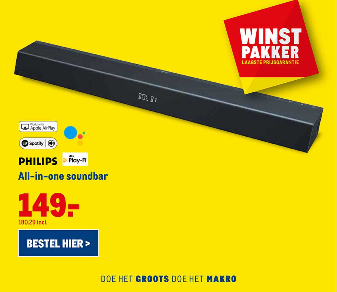 Philips All-In-One Soundbar Aanbieding bij Makro - 1Folders.nl