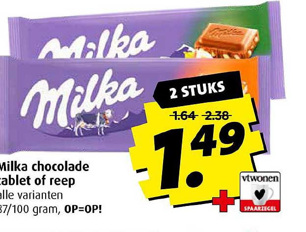 Milka Chocolade Tablet Of Reep Aanbieding bij Boni - 1Folders.nl