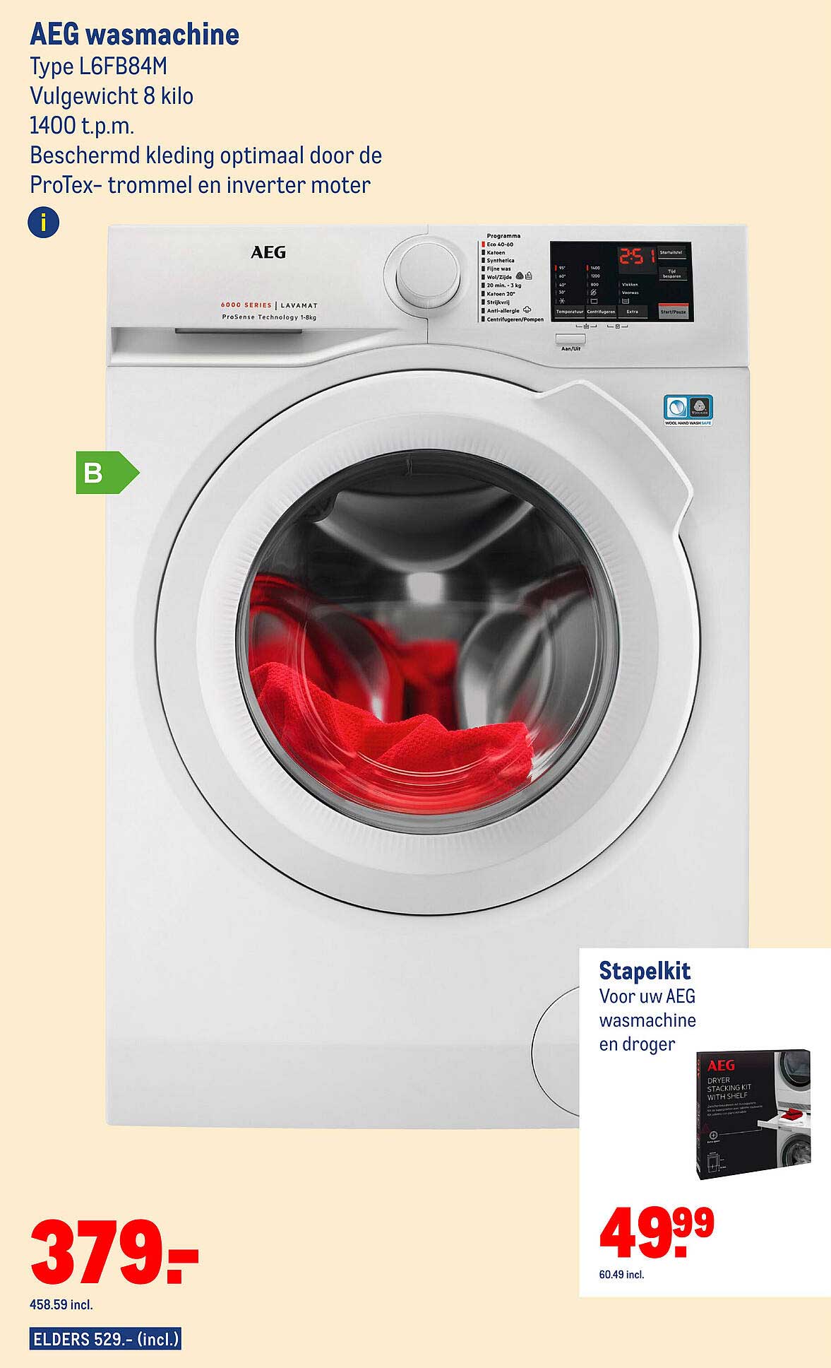 AEG Wasmachine L6FB84M Aanbieding bij Makro - 1Folders.nl