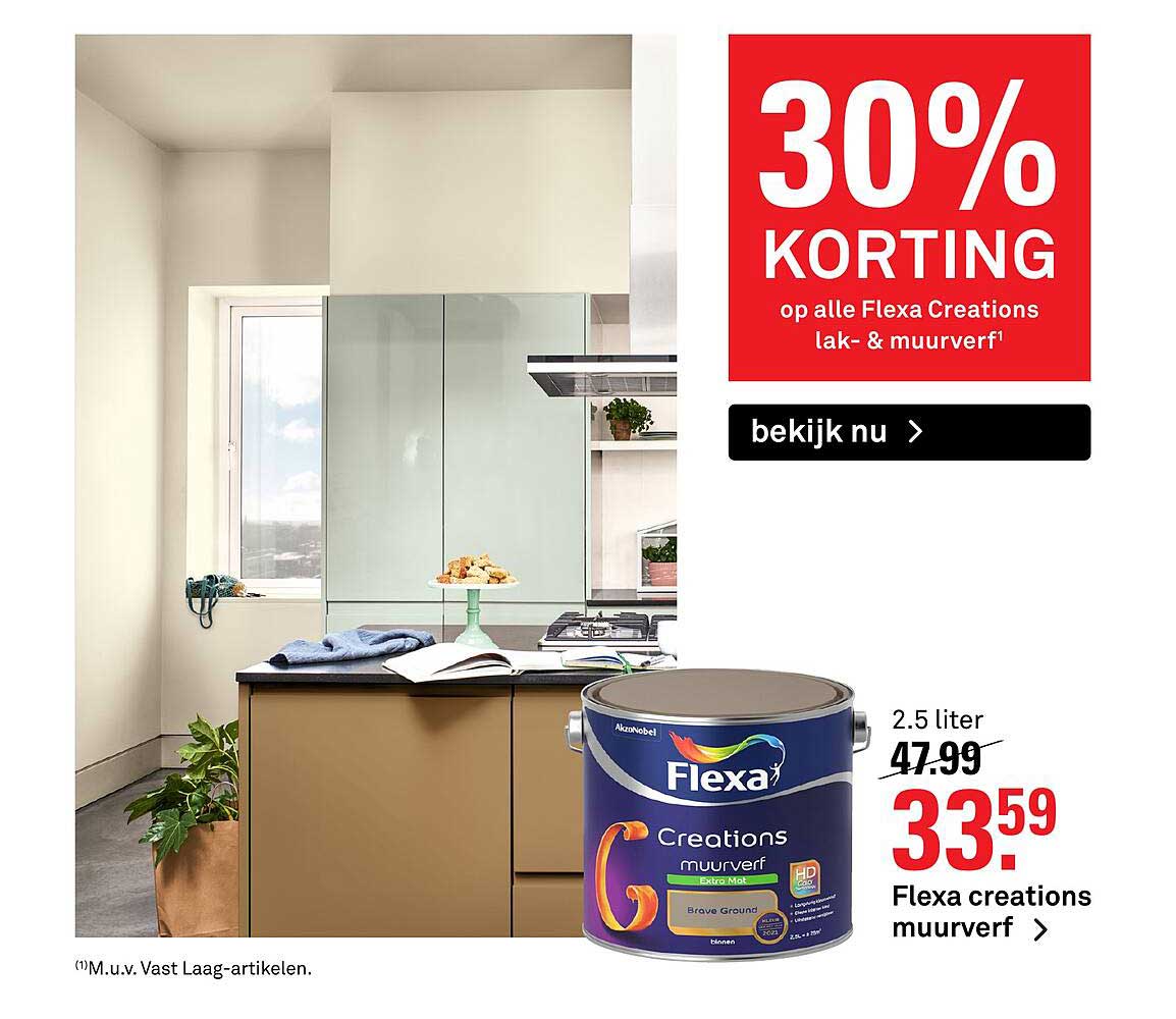Flexa Creations Muurverf 30% Korting Aanbieding bij Karwei - 1Folders.nl