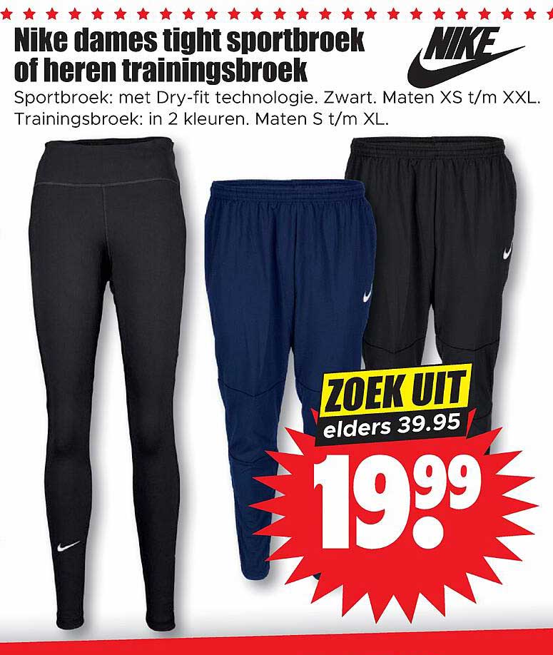 Nike Dames Tight Sportbroek Of Heren Trainingsbroek Aanbieding bij Dirk ...