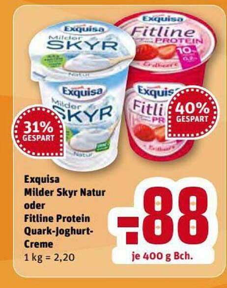 Exquisa Milder Skyr Natur Oder Fitline Protein Quark-joghurt-creme ...