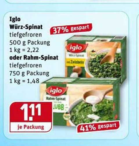 Iglo Würz-spinat Oder Rahm-spinat Angebot bei REWE Kaufpark - 1Prospekte.de