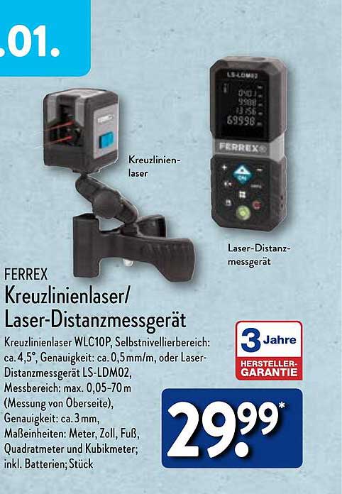 Ferrex Kreuzlinienlaser Oder Laser-distanzmessgerät Angebot bei ALDI ...