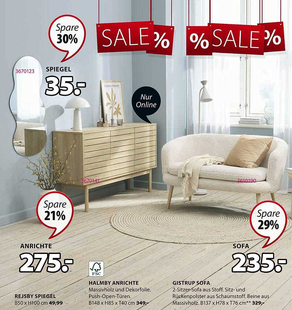 Rejsby Spiegel, Halmby Anrichte, Gistrup Sofa Angebot bei Jysk ...