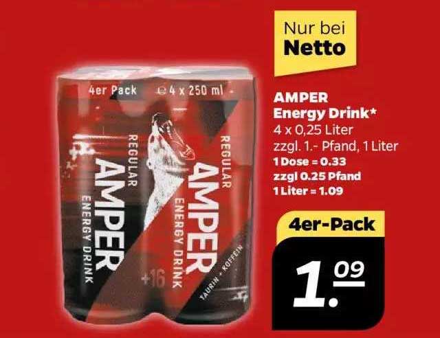 Amper Energy Drink Angebot bei Netto - 1Prospekte.de