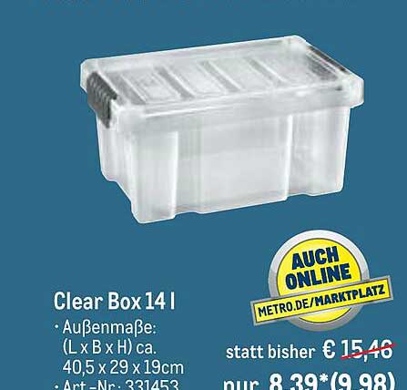 Clear Box 14l Angebot bei METRO - 1Prospekte.de