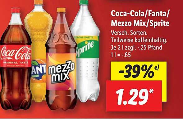 Coca-cola Fanta Mezzo Mix Sprite Angebot bei Lidl - 1Prospekte.de