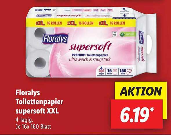 Floralys Toilettenpapier Supersoft Xxl Angebot bei Lidl - 1Prospekte.de
