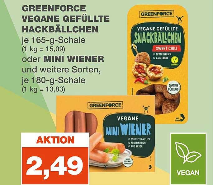 Greenforce Vegane Gefüllte Hackbällchen Oder Mini Wiener Angebot bei ...