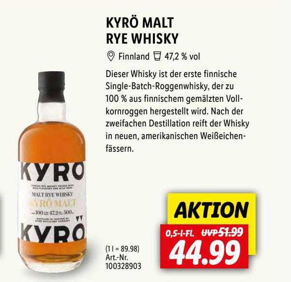 Kyrö Malt Rye Whisky Angebot bei Lidl - 1Prospekte.de